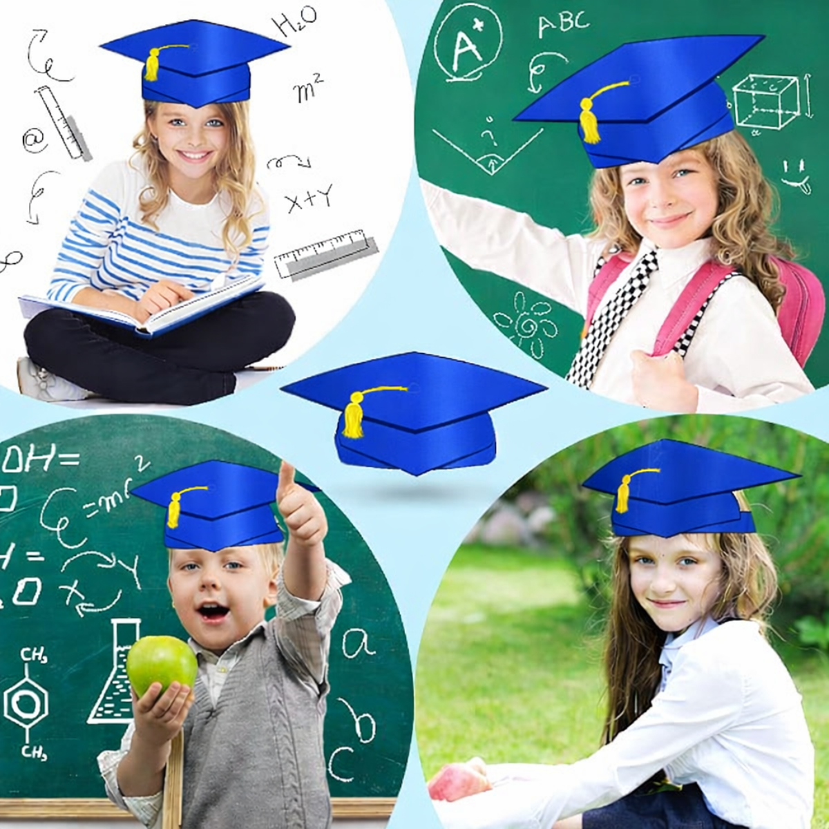 Fancydresswale Kids Paper Graduation Cap – Pack of 10 | Printed Tassel ...