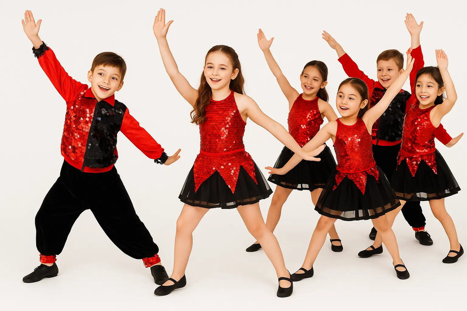 Western Dress Dance Kids Red & Black Sequin - Perfect for Stage ...