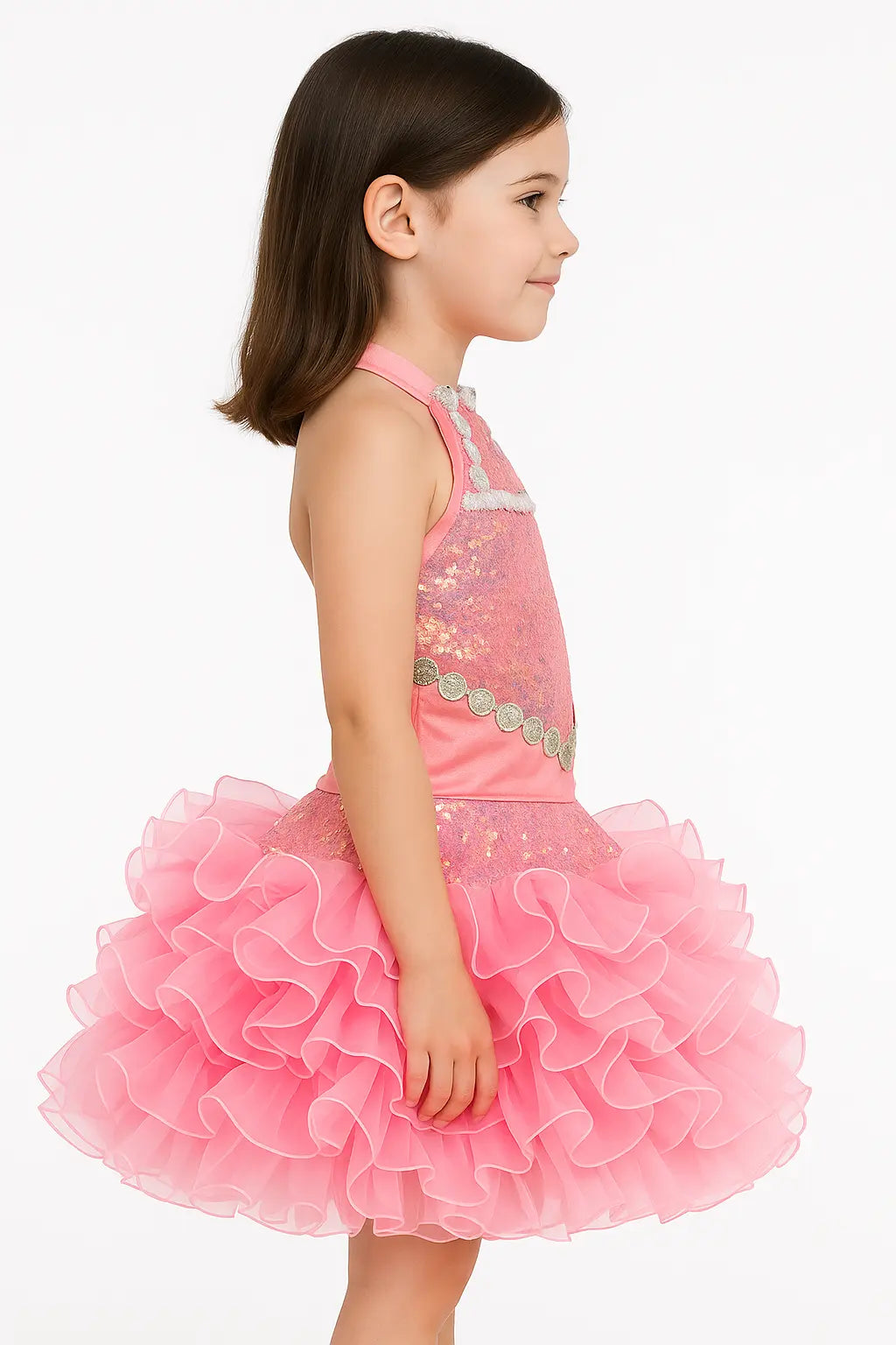 western dance dress Sparkly Pink Sequin Western Dance Dress for Girls ...