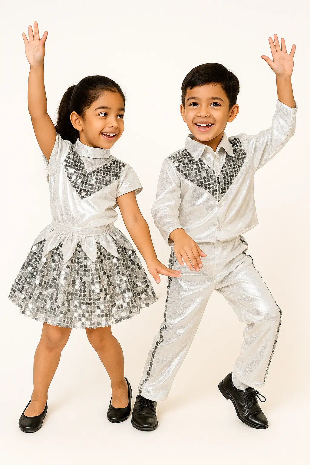 Western Dance Dress for Girls | Silver Sequin Charm western dance dress ...