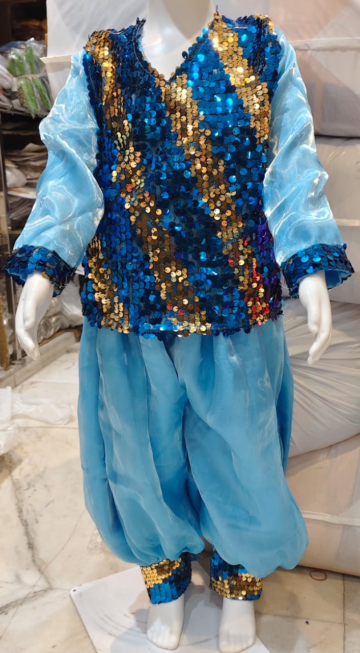 western dance dress Kids Blue Sequin Dhoti Kurta western dance dress ...